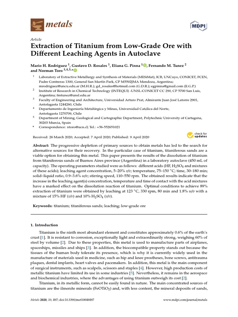 Paper On Titanium Extraction | PDF | Titanium Dioxide | Titanium