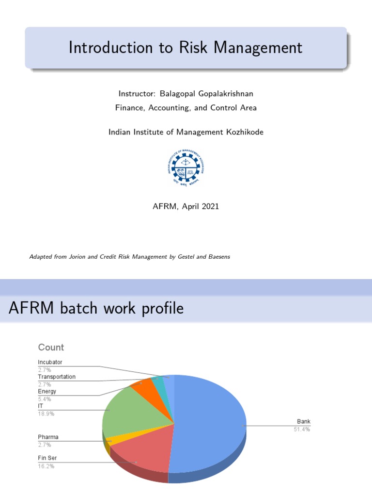 00 AFRM - Introduction - Risk - Management | PDF | Banks | Risk
