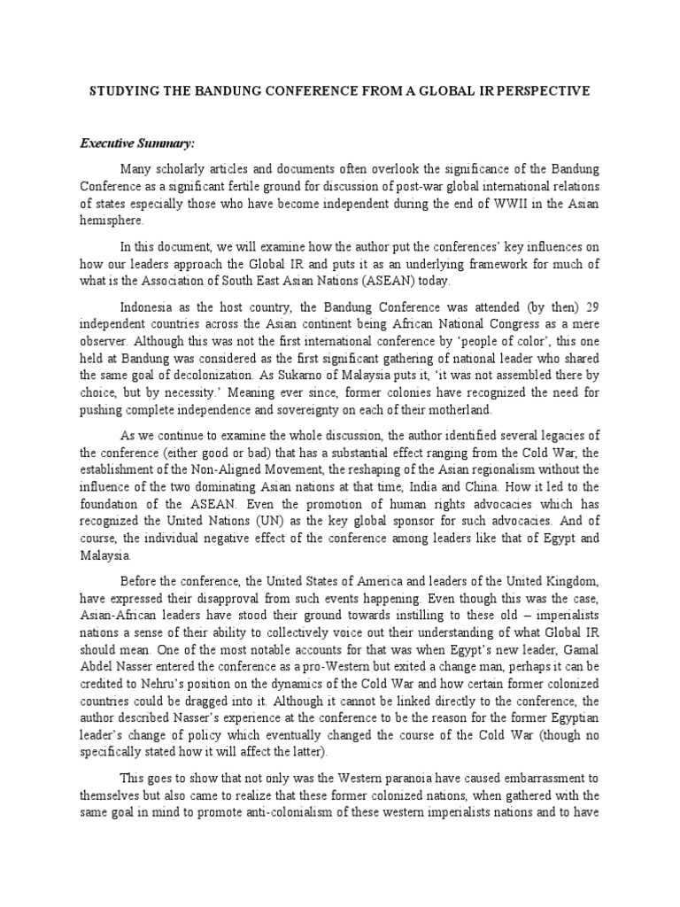 Bandung Conference Reflection | PDF