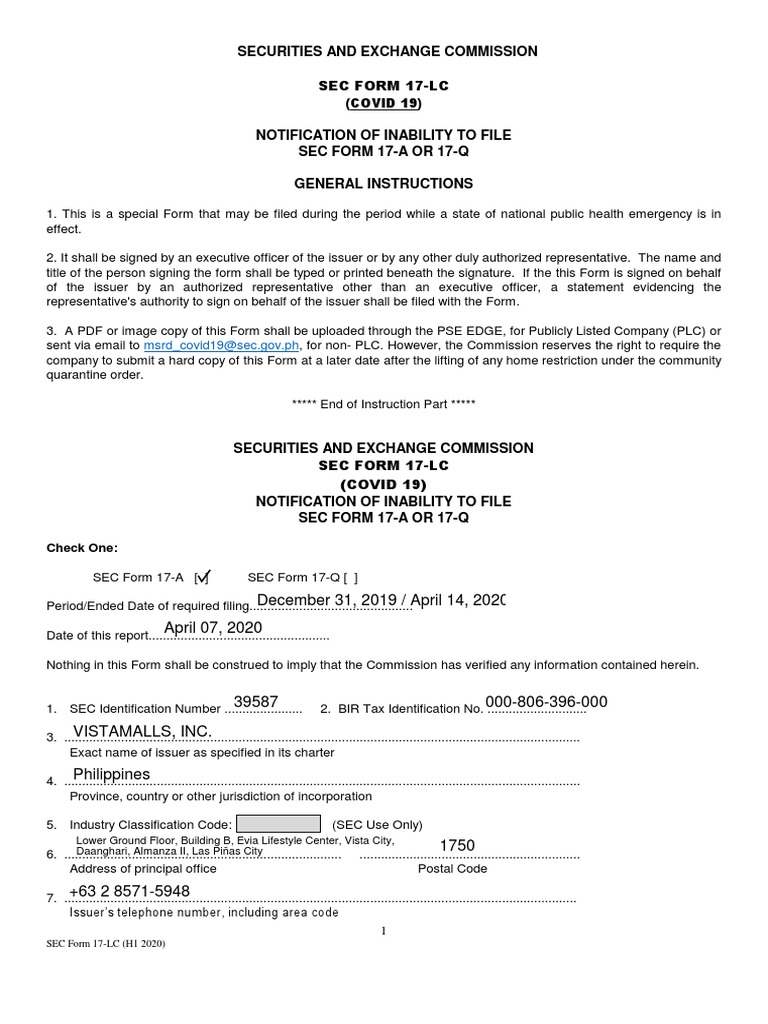 STR - SEC FORM 17-LC-For SEC Form 17A | PDF | U.S. Securities And ...