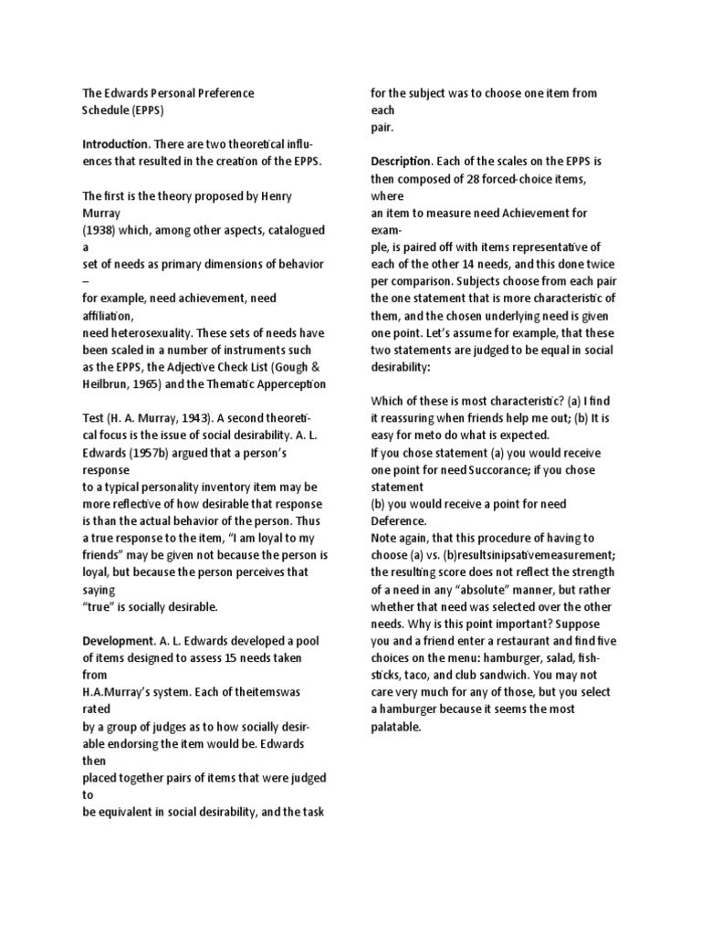 The Edwards Personal Preference | PDF | Correlation And Dependence ...