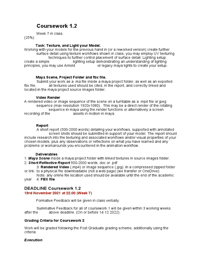 Coursework 2 Brief | PDF | Texture Mapping | Rendering (Computer Graphics)