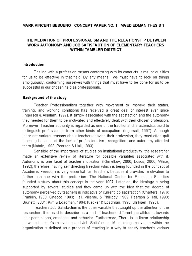 Mark Vincent Besueno Concept Paper No. 1 Maed Edman Thesis 1 | PDF ...