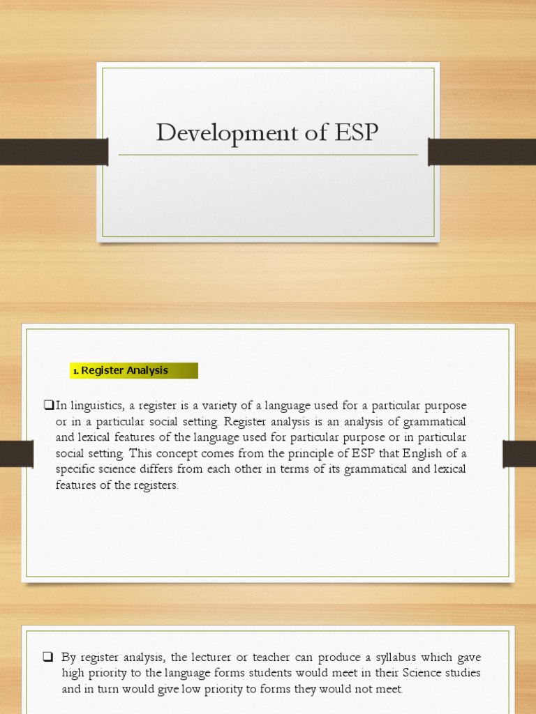 Development of ESP | PDF | Linguistics | Learning