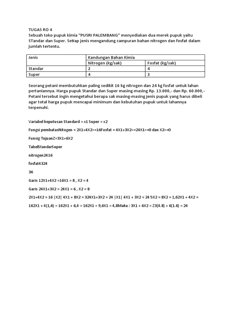 Tugas Ro 4 Minimasi | PDF | Sains & Matematika