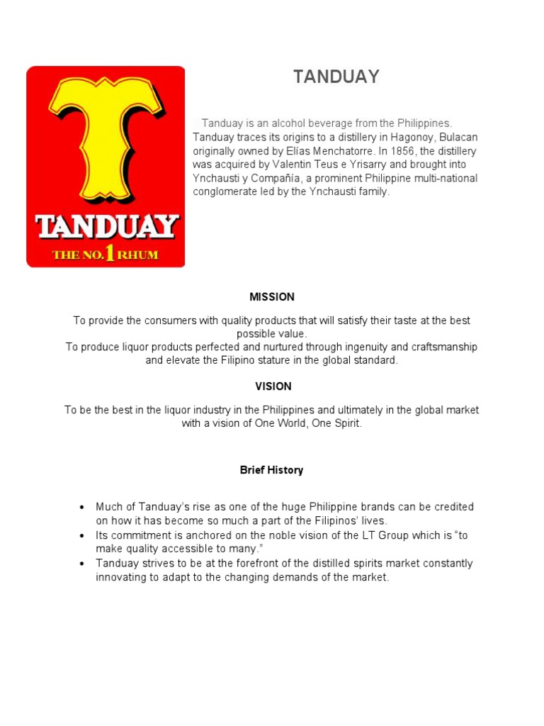 Tanduay: Philippine Alcoholic Beverages | PDF | Cooking, Food & Wine ...