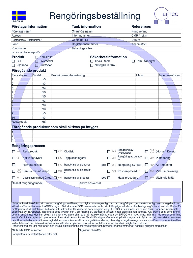 Eftco Cleaning Order Se | PDF