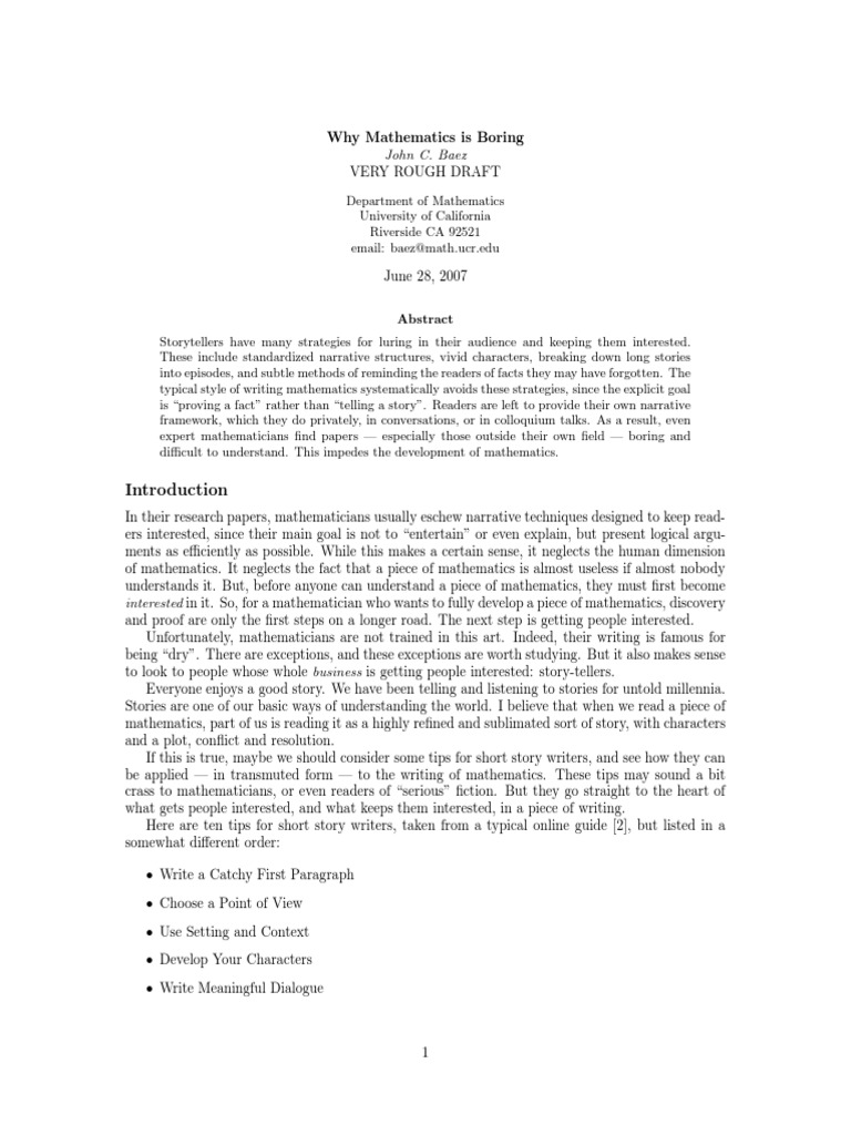 Why Mathematics is Boring: Tips for More Engaging Writing | PDF | Group ...