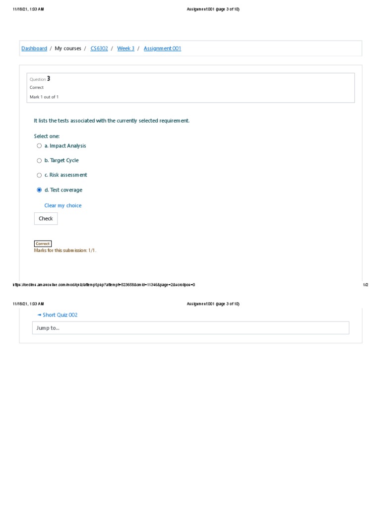 My Courses: Dashboard CS6302 Week 3 Assignment 001 | PDF