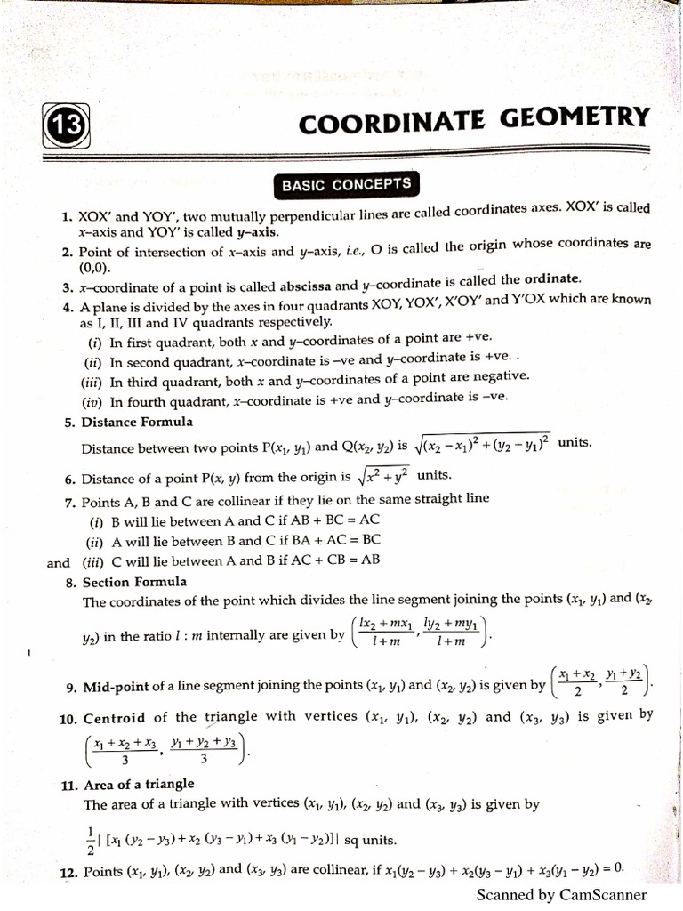 Coordinate Geometry - Worksheet | PDF