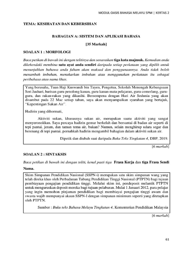 Modul Oasis BM SPM Kertas 2 Edit | PDF