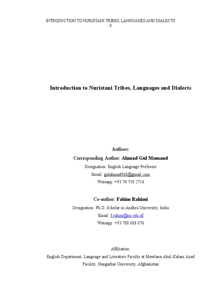 Nuristani Tribes and Languages Overview | PDF | Ethnicity | South Asia