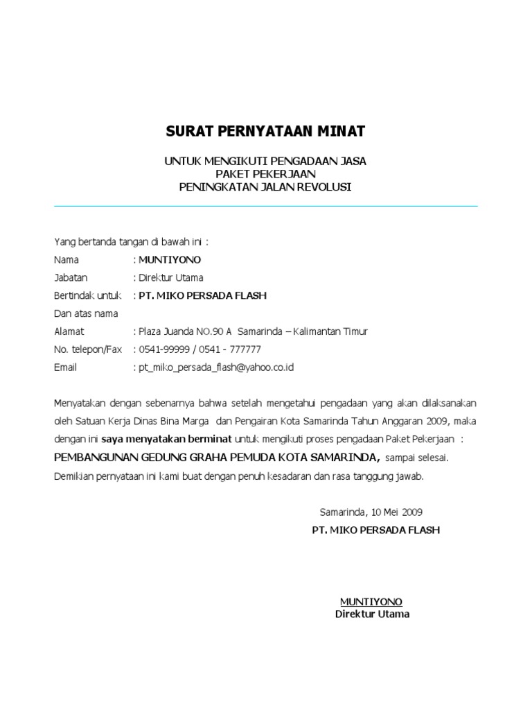 Surat Pernyataan Minat | PDF