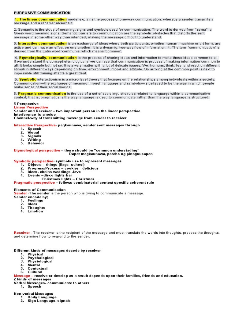 Purposive Communication: Linear Perspective | PDF | Communication ...