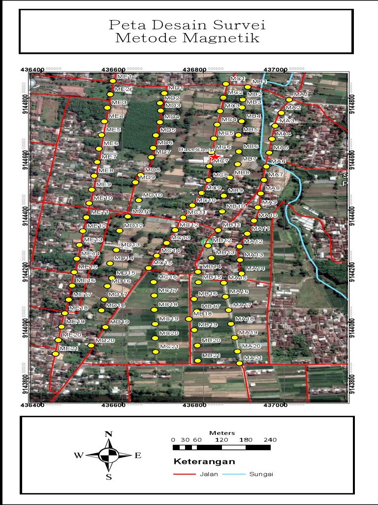 Peta Desain Survei Metode Magnetik: Keterangan | PDF