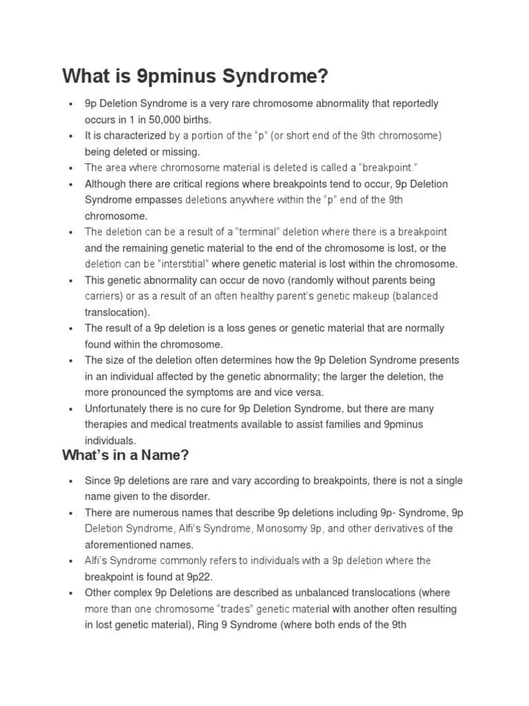 What Is 9pminus Syndrome | PDF | Genetic Disorder | Gastroesophageal ...