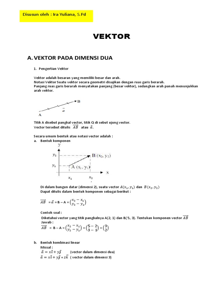 Vektor Dua Dimensi: Pengertian dan Contoh | PDF