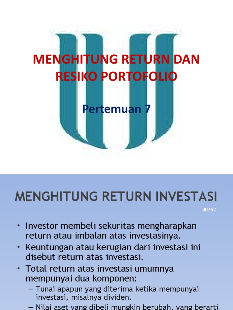 Menghitung Return Dan Resiko Portofolio | PDF