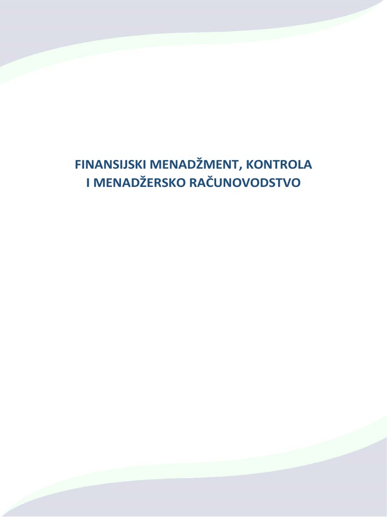 Suknovic, FON, Finansijski Menadzment, Kontrola I Menadzersko Racunovodstvo | PDF