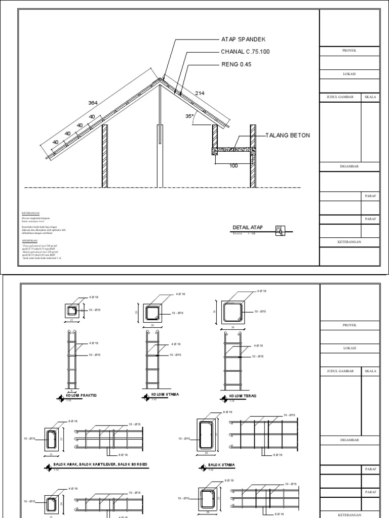 Rencana Detail Talang Beton dan Atap | PDF