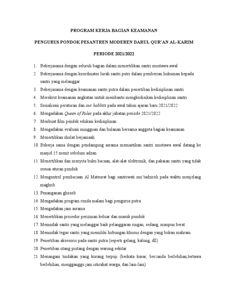 Program Kerja Keamanan Baru | PDF