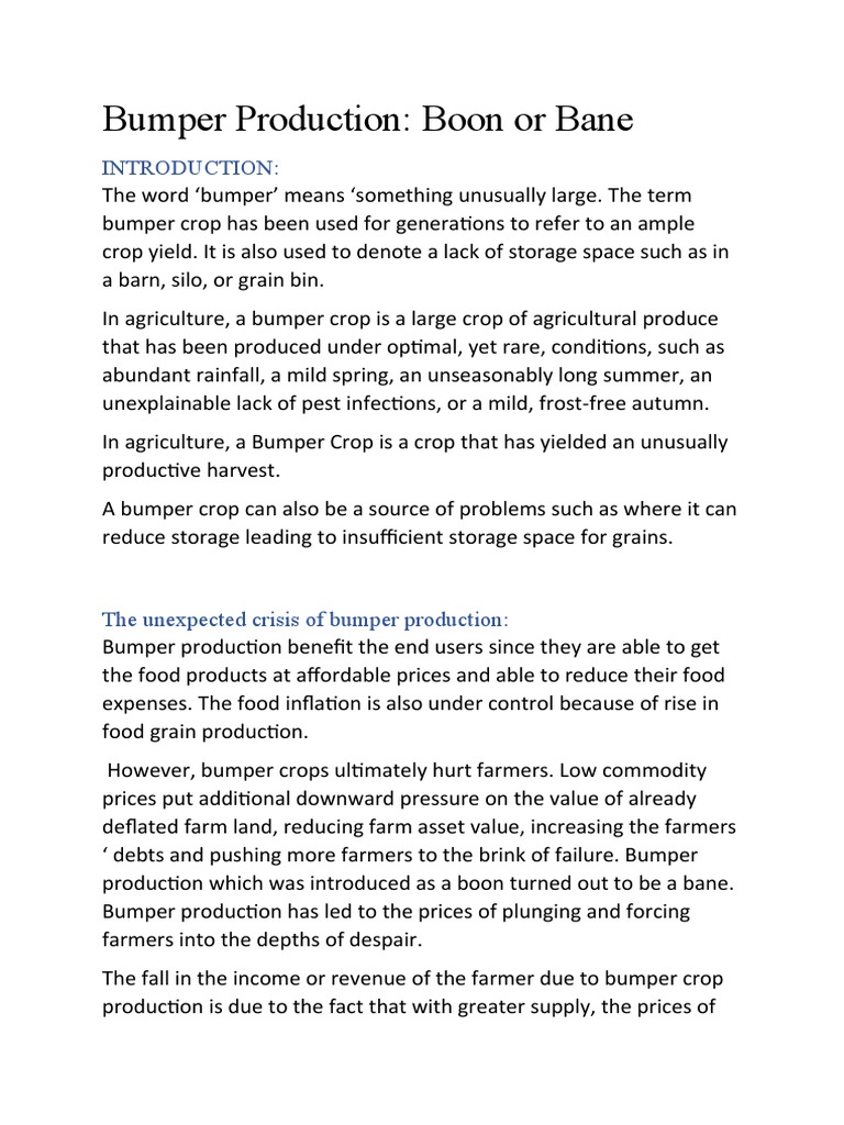 Bumper Production | PDF | Agriculture | Foods