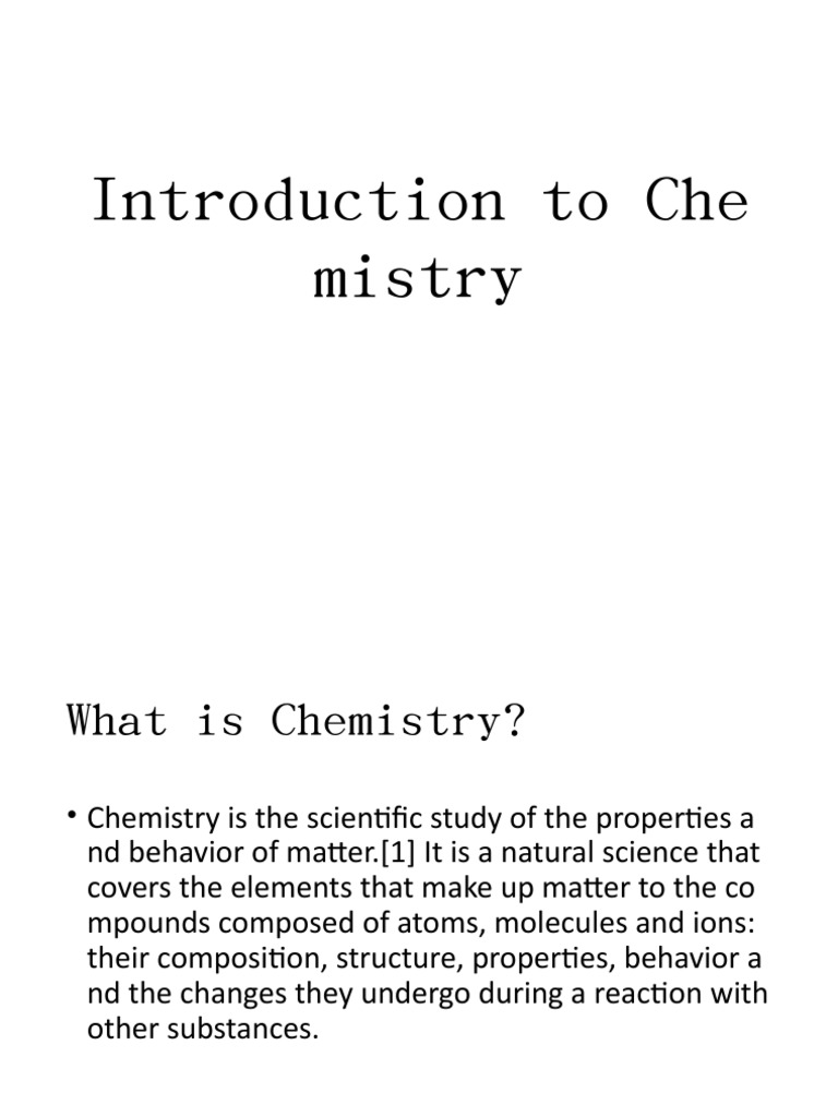 Introduction To Chemistry | PDF