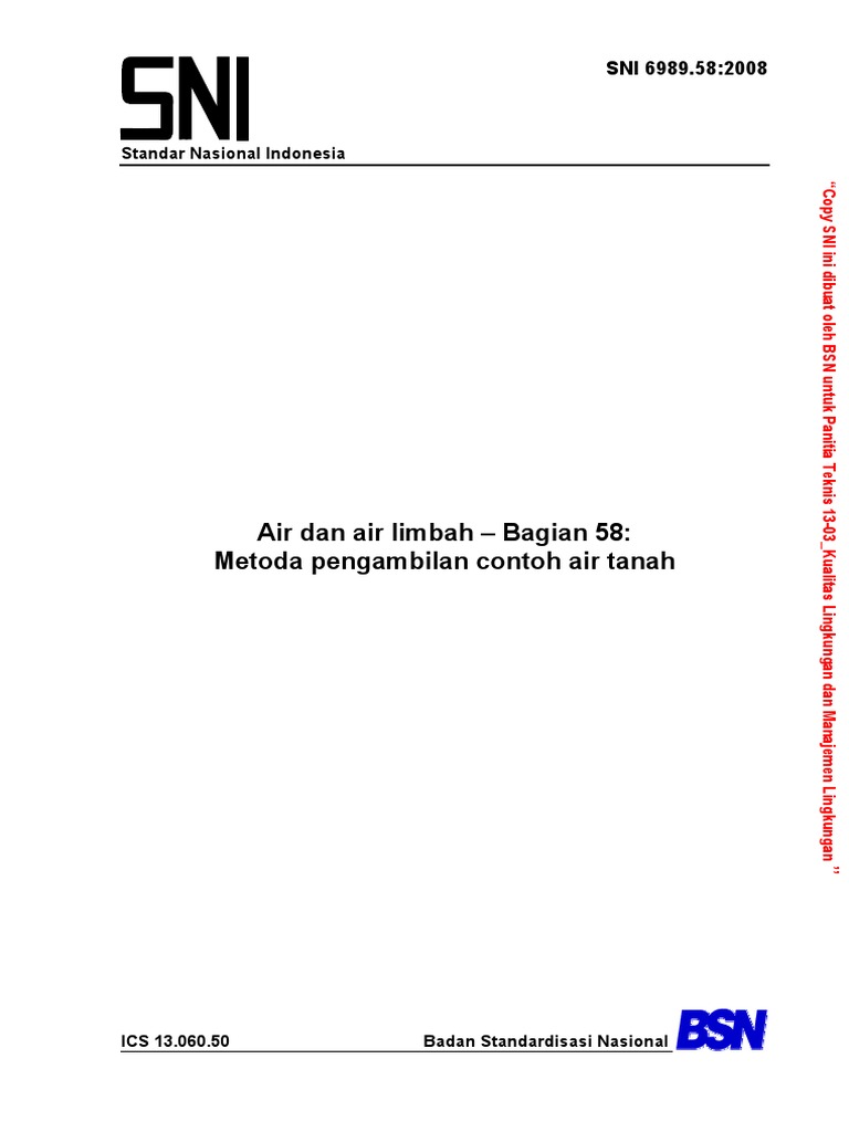 Metode Pengambilan Contoh Air Tanah SNI | PDF | Sains & Matematika ...