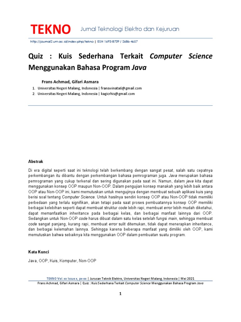 Kuis Java: OOP vs Non-OOP dalam Pemrograman | PDF | Seni | Komputer