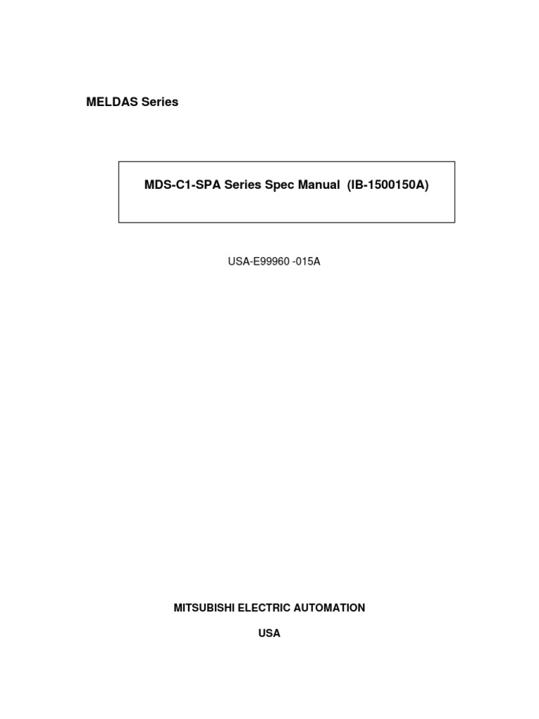 MELDAS Series: USA-E99960 - 015A | PDF | Numerical Control | Power Supply