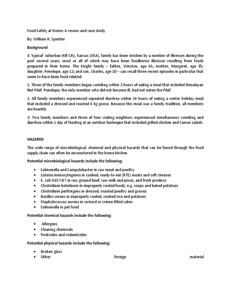 Case Study | PDF | Foods | Foodborne Illness
