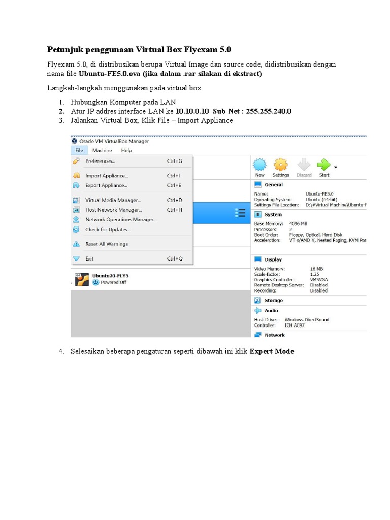 Panduan Instalasi Flyexam 5.0 di VirtualBox | PDF