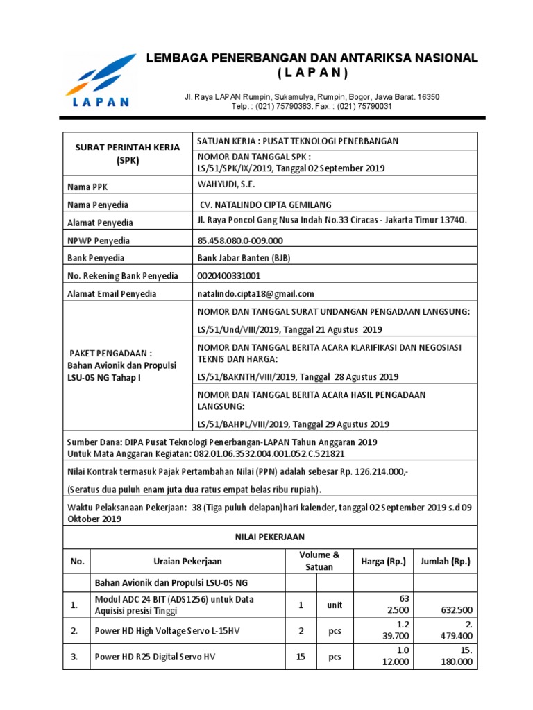 Draft SPK 51. Bahan Avionik Dan Propulsi (Karwas) | PDF