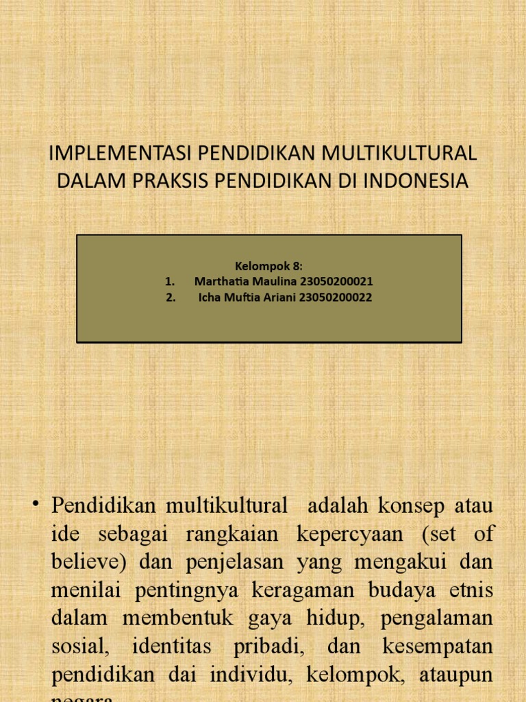 Implementasi Pendidikan Multikultural Dalam Praksis Pendidikan Di Indonesia | PDF | Karier ...