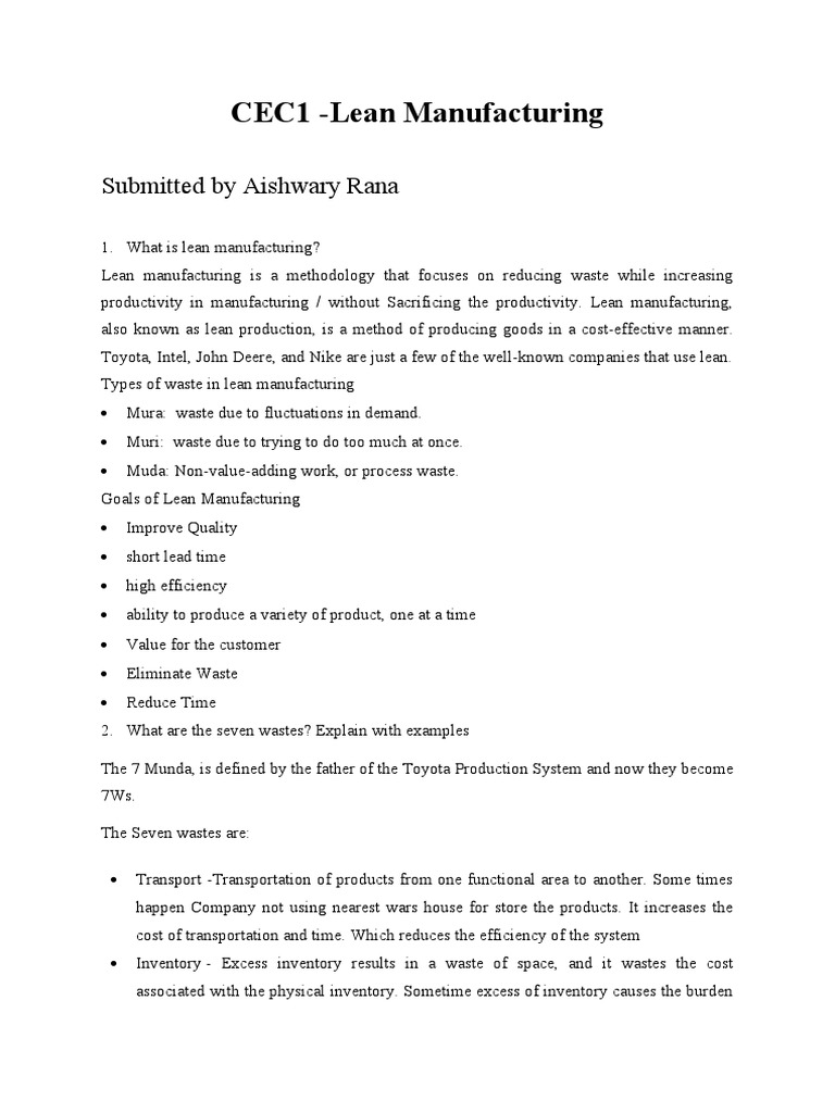 What Is Lean Manufacturing | PDF | Lean Manufacturing | Inventory