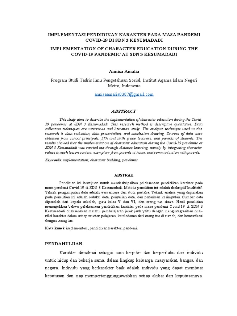 Annisa Amalia - Tugas Artikel Mini Riset Pendidikan Karakter Dan Anti Korupsi | PDF