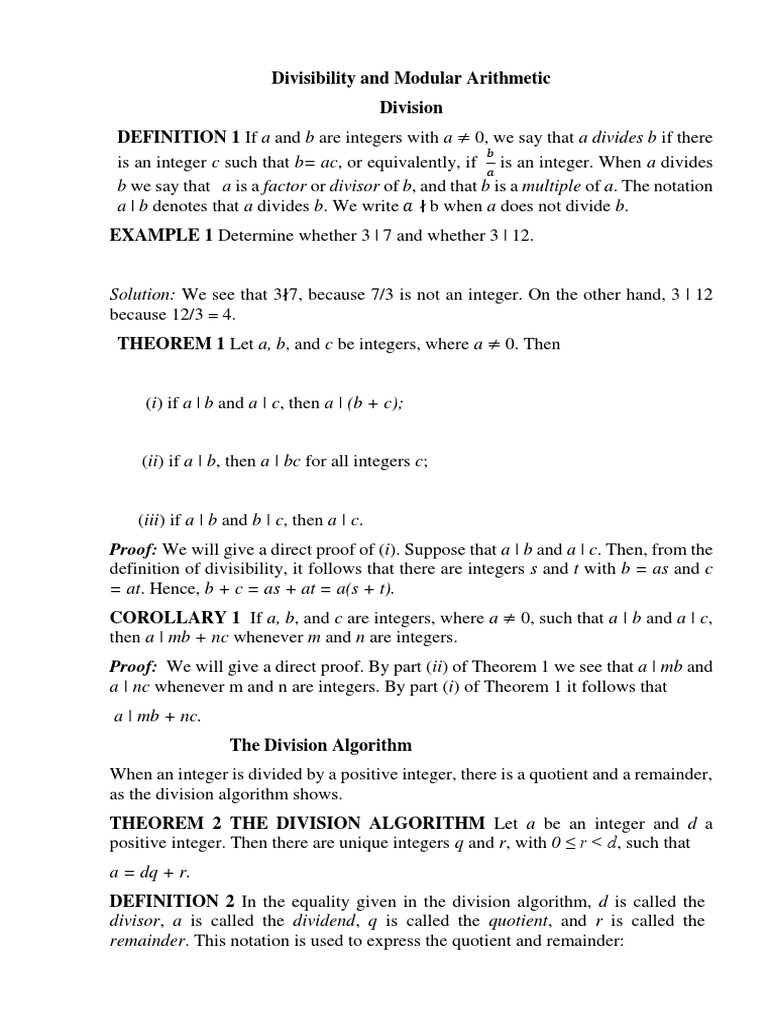 Divisibility and Modular Arithmetic: An In-Depth Exploration of ...