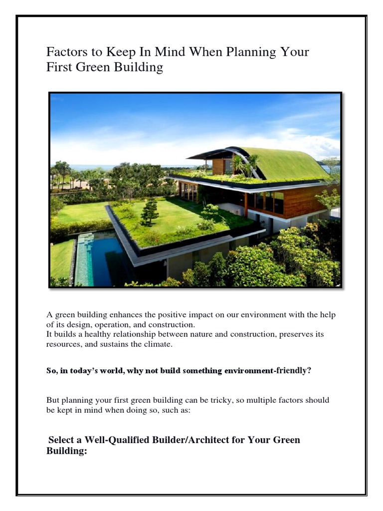 Factors To Keep in Mind When Planning Your First Green Building | PDF | Green Building | Economy ...