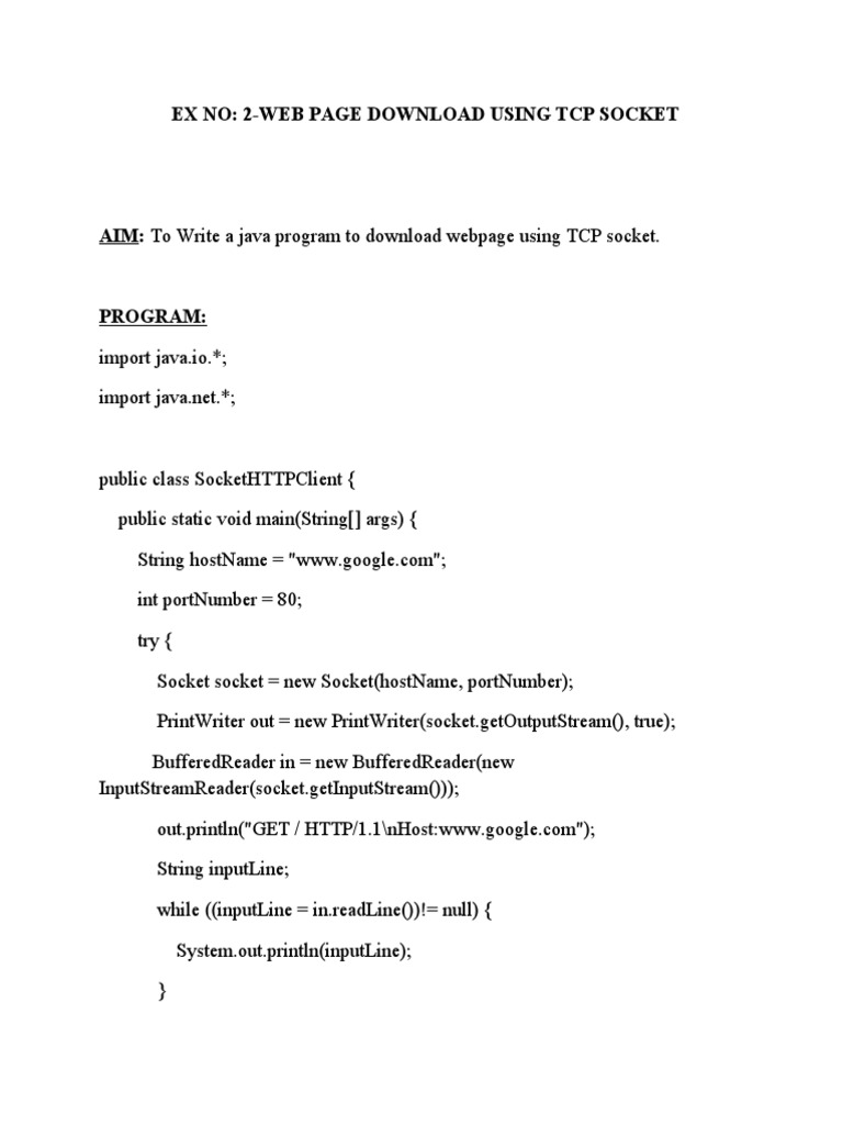 Webpage Download Using TCP Socket | PDF | Computers | Technology ...