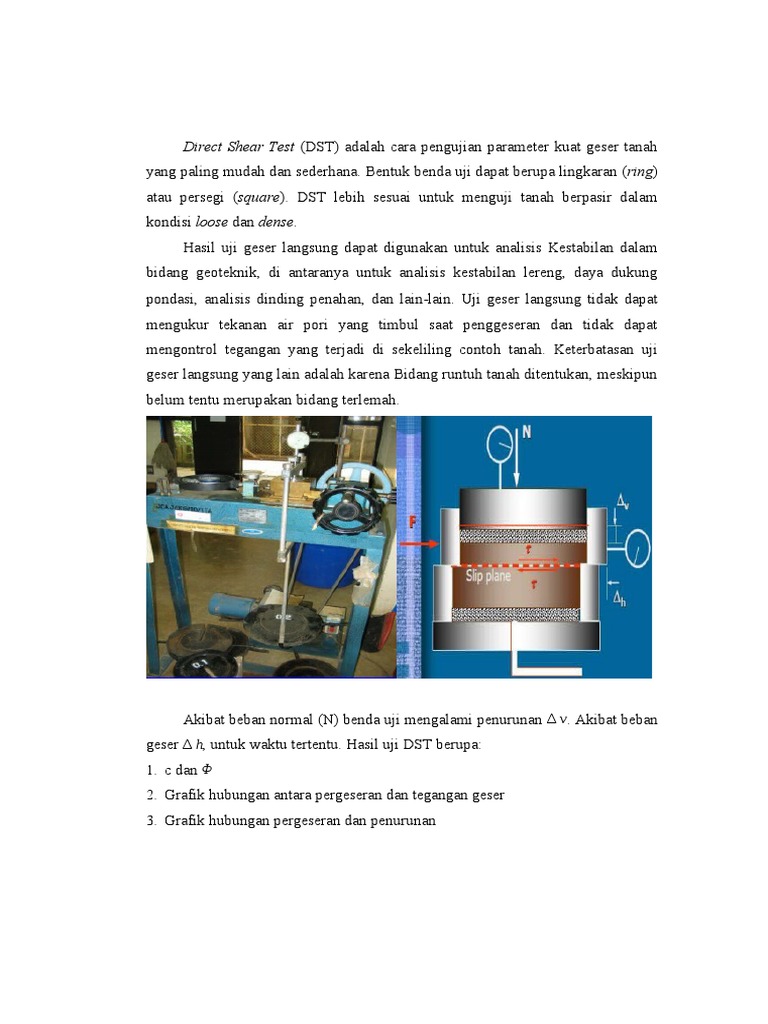 Uji Kuat Geser Tanah: Direct Shear Test | PDF