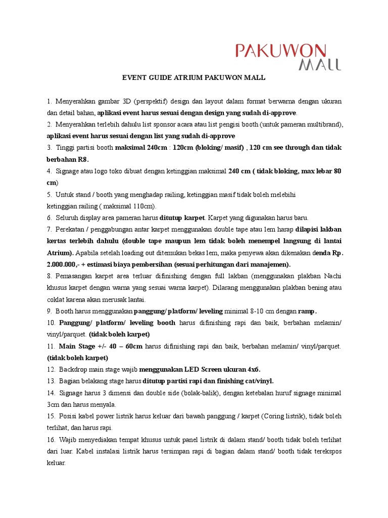 Panduan Event Pakuwon Mall | PDF