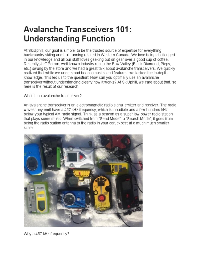 Avalanche Transceivers Understanding Function | PDF | Radio | Antenna (Radio)