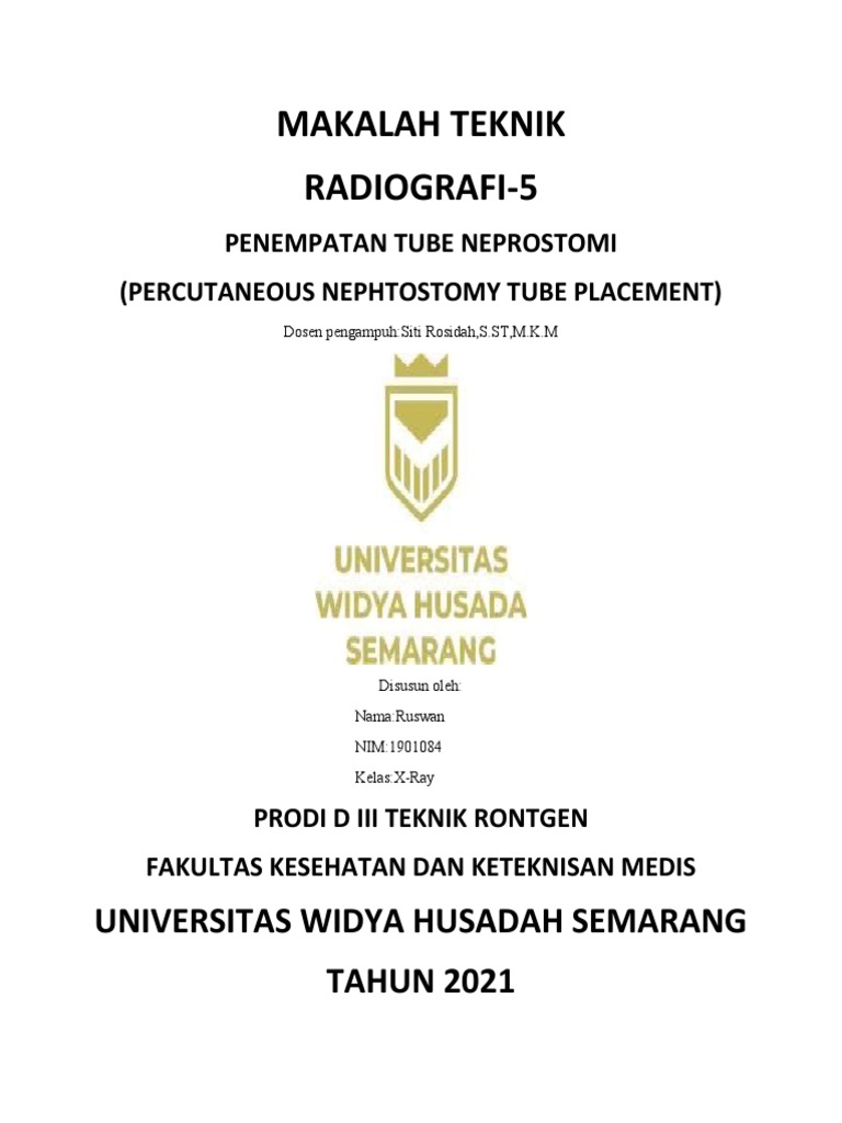 Makalah Teknik Penempatan Tube Nefrostomi | PDF