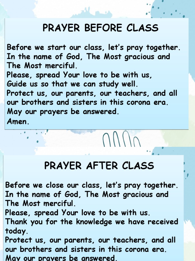 Prayer Before Classs | PDF