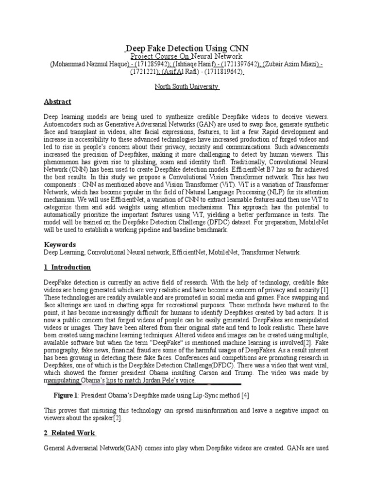 Deep Fake Detection Using CNN and Vision Transformer | PDF | Systems ...