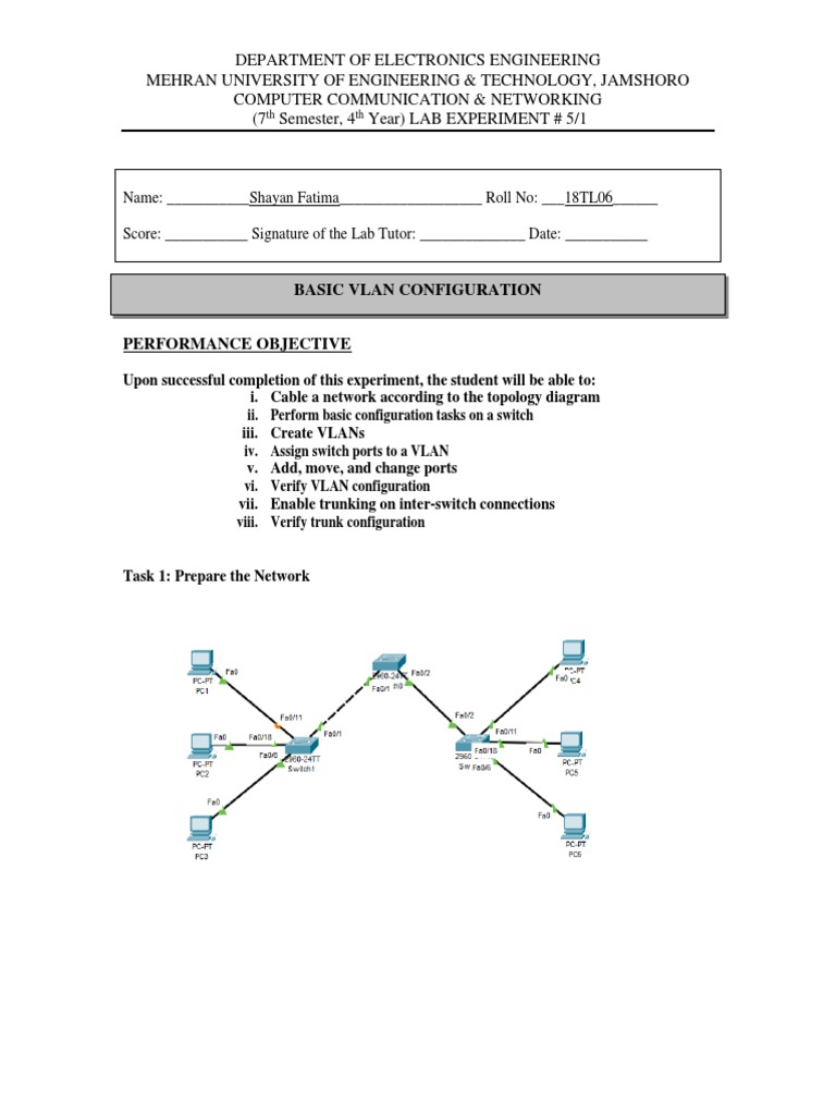 CCN Lab 6 | PDF | Computer Network | Network Switch