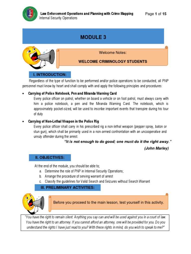 Lea 4 Module 3 PDF 1 | PDF | Search And Seizure | Search Warrant
