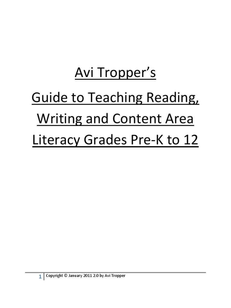 Avi Tropper's Guide To Teaching Reading, Writing, and Content Area ...