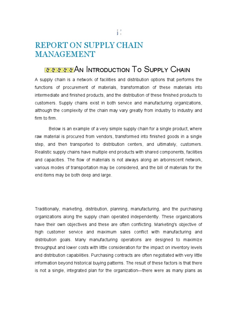Report On Supply Chain Management | PDF | Supply Chain | Enterprise ...