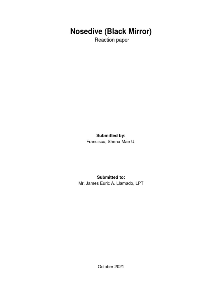 Nosedive (Black Mirror) : Reaction Paper | PDF